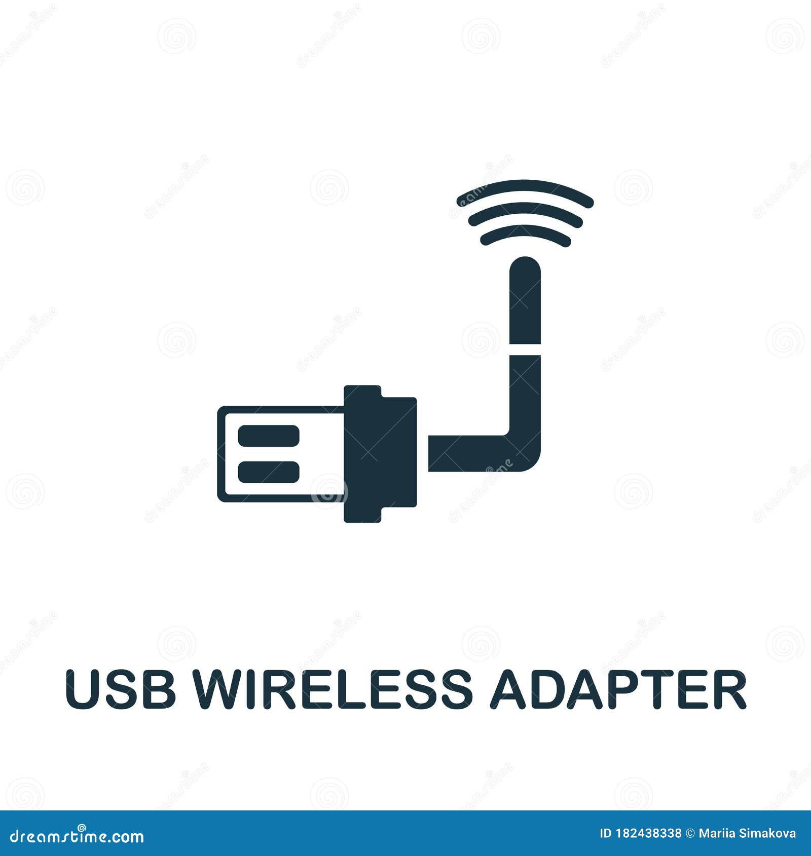 Usb Wireless Adapter Vector Icon On White Background. Flat Vector Usb ...