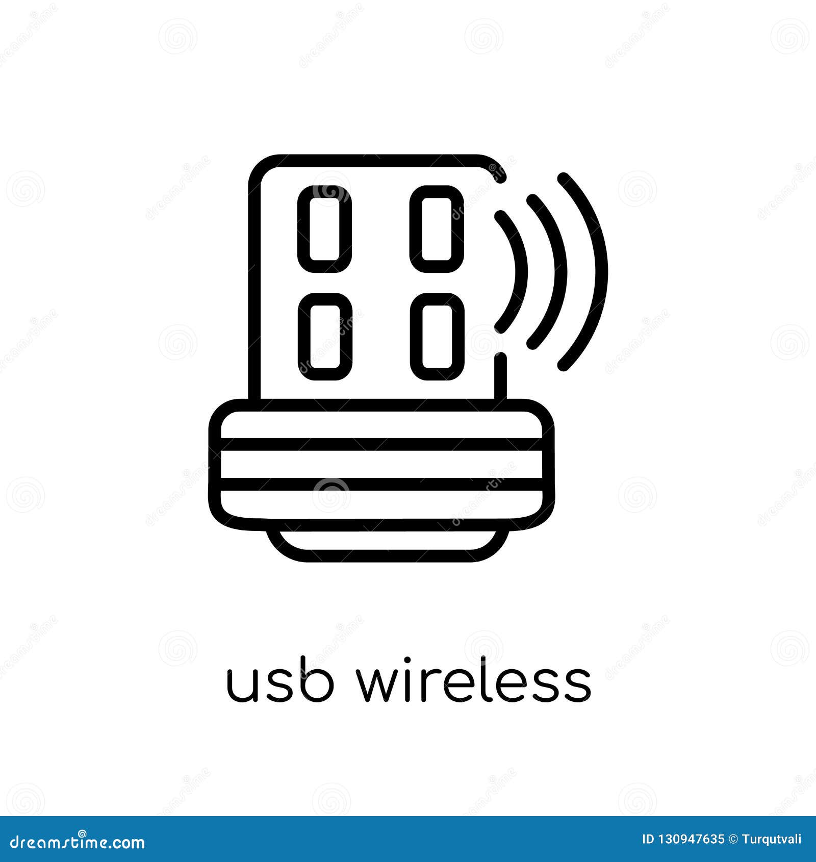 Usb Wireless Adapter Vector Icon On White Background. Flat Vector Usb ...