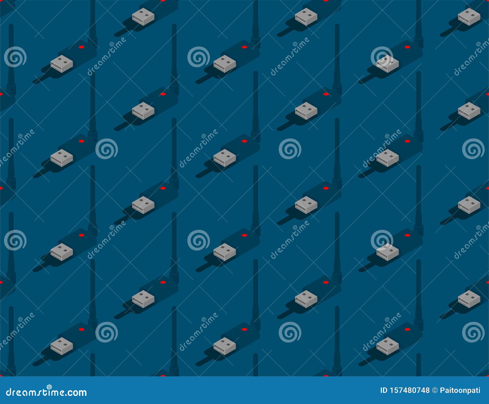 USB Wireless Adapter Offline 3D Isometric Seamless Pattern, Internet ...