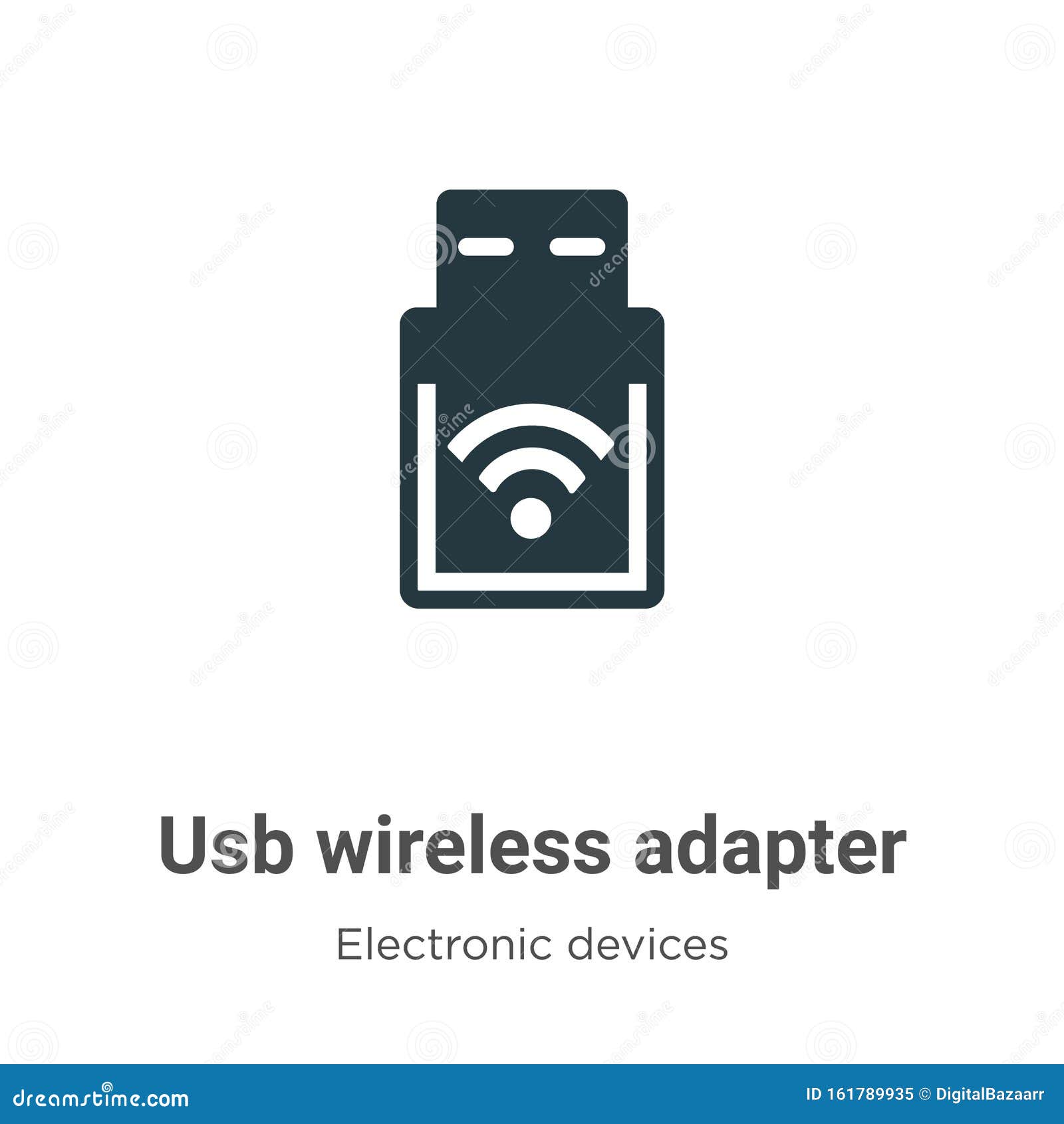 Usb Wireless Adapter Vector Icon on White Background. Flat Vector Usb ...