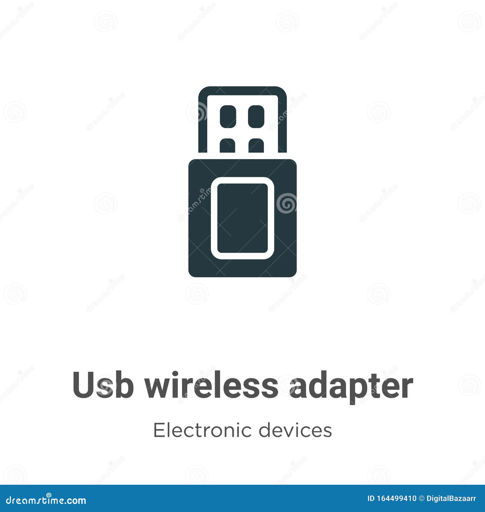 Usb Wireless Adapter Vector Icon on White Background. Flat Vector Usb ...