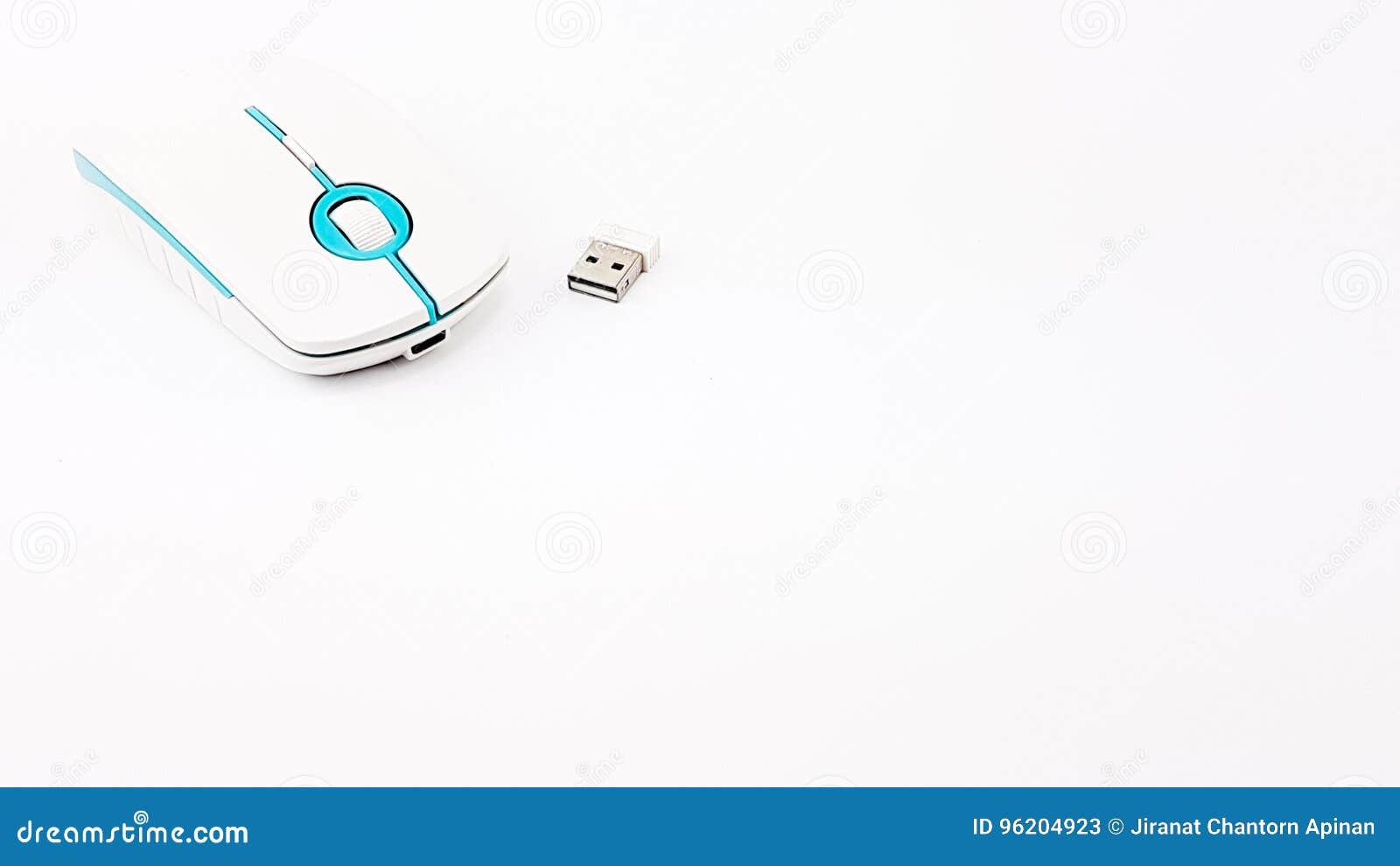 USB Wireless Mouse in Thin Shape with Blue and White Color Stock Image ...