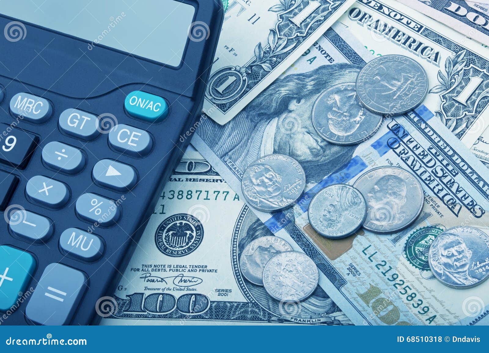 USD Bank Notes with Coins and a Calculator Stock Photo - Image of ...