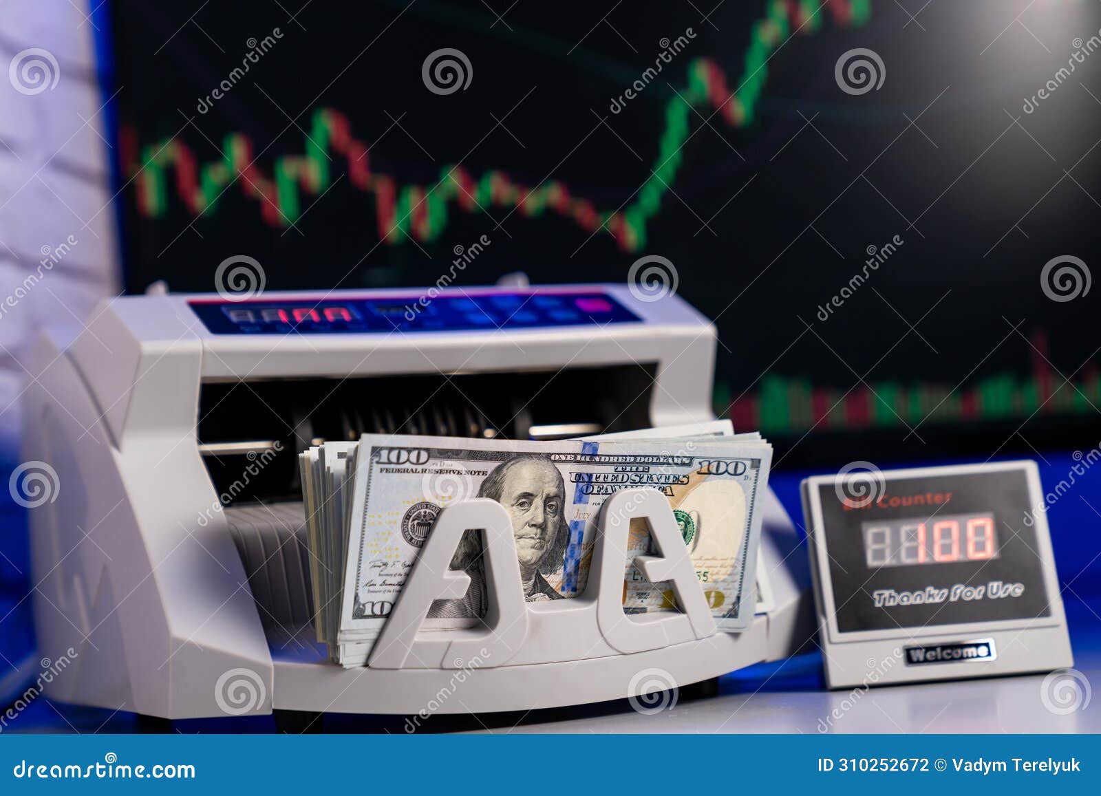 USD Banknotes in the Currency Counter Machine. Bills in an Uneven Stack ...