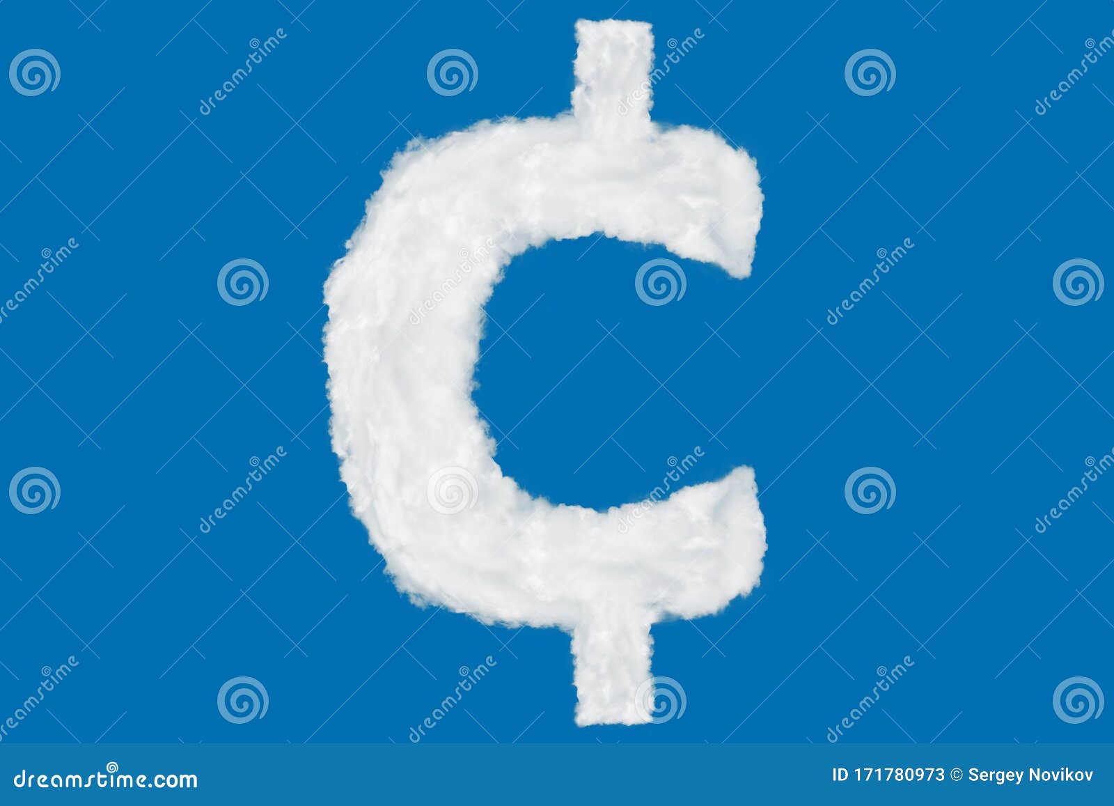 USD Cent Currency Sign Element of Clouds on Blue Stock Image - Image of ...
