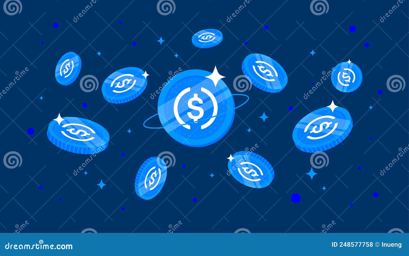 USD Coin USDC Cryptocurrency Token Symbol In Circle With PCB Tracks On ...