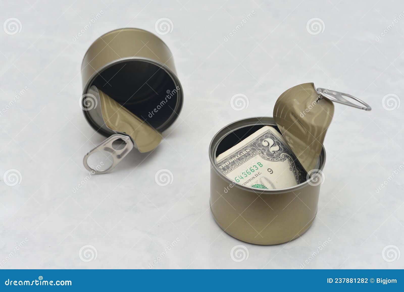 USD in Open Cans. Money To Spend on Food Stock Photo - Image of greed ...