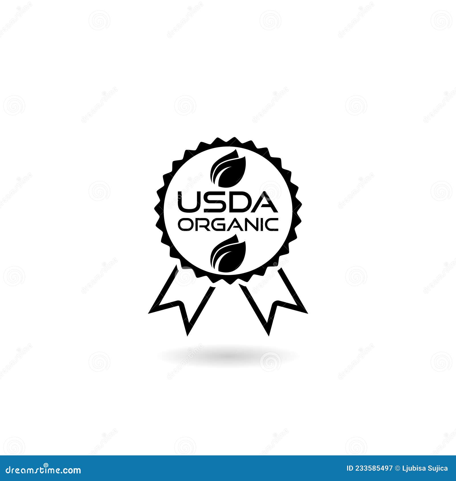 USDA Organic Certified Icons. Set Of Realistic Stickers With Rolled Up ...