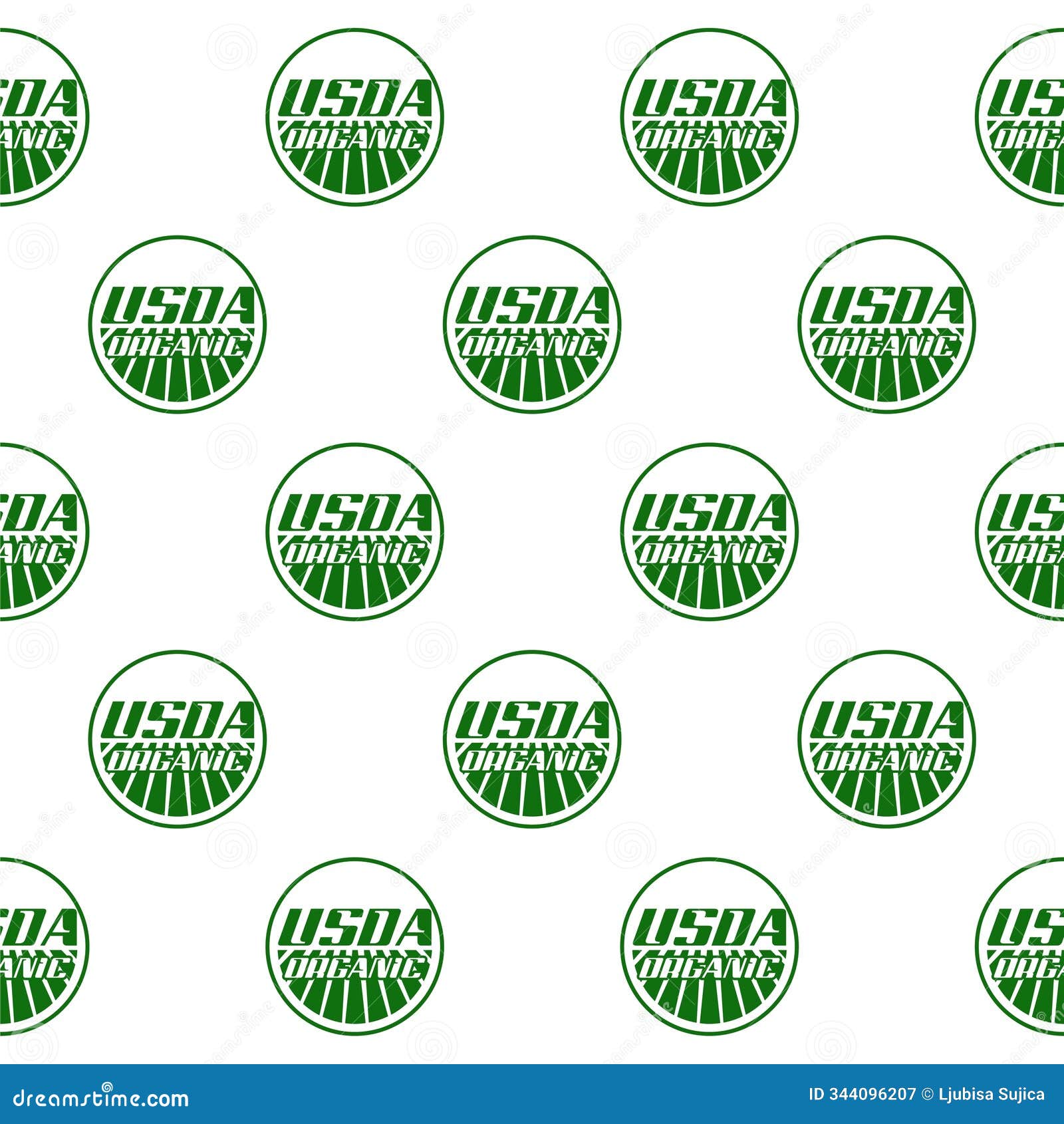 USDA Organic Sign Pattern Seamless Isolated on White Background Stock ...