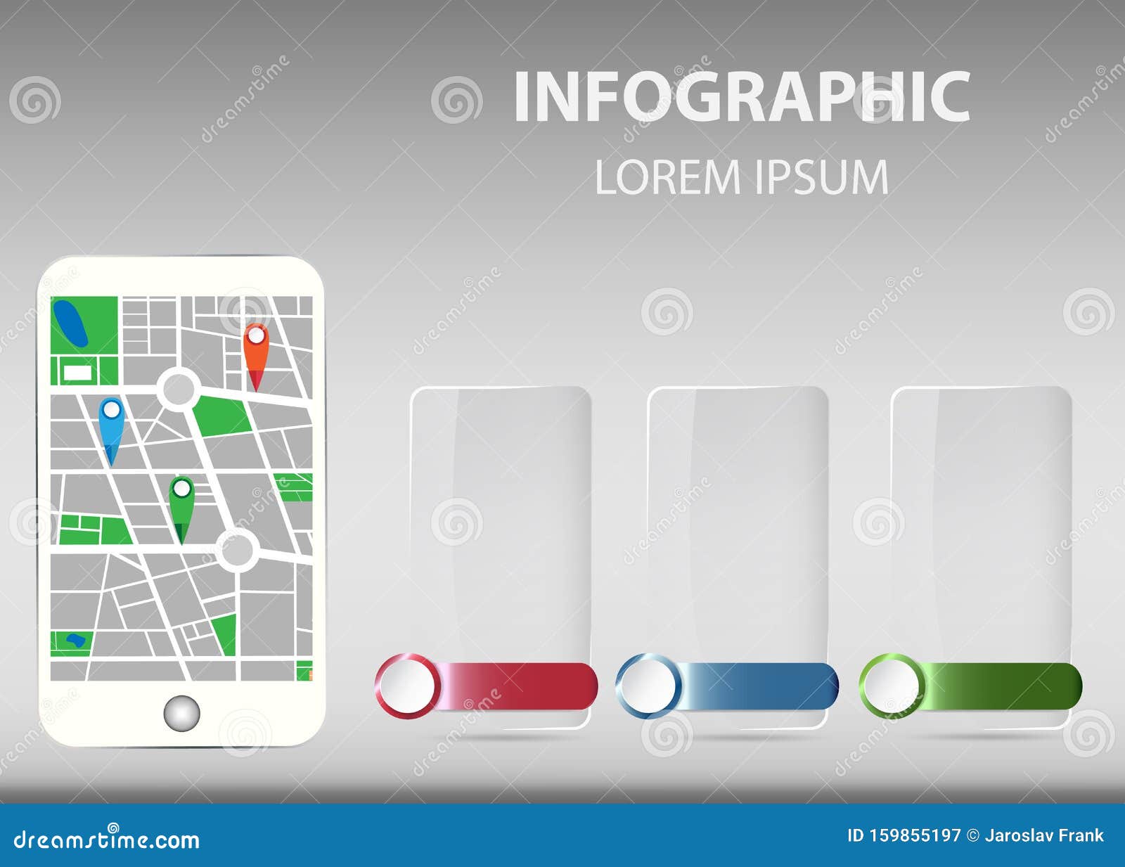Use App with Three Color Points of Interest Vector Stock Vector ...
