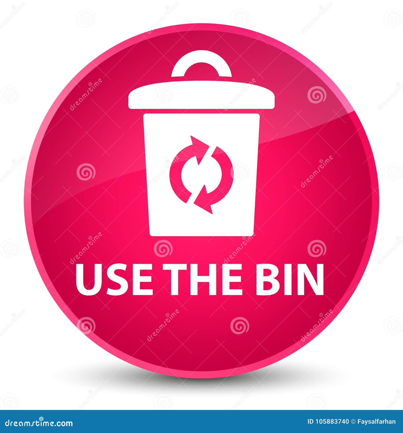 Use the Bin Elegant Pink Round Button Stock Illustration - Illustration ...