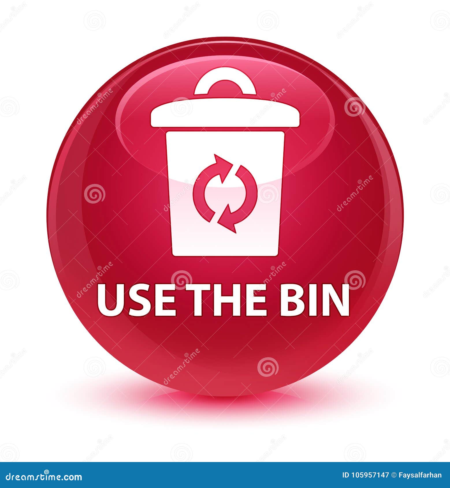 Use the Bin Glassy Pink Round Button Stock Illustration - Illustration ...