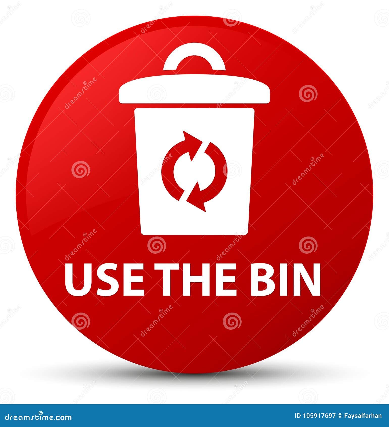 Use the Bin Red Round Button Stock Illustration - Illustration of junk ...