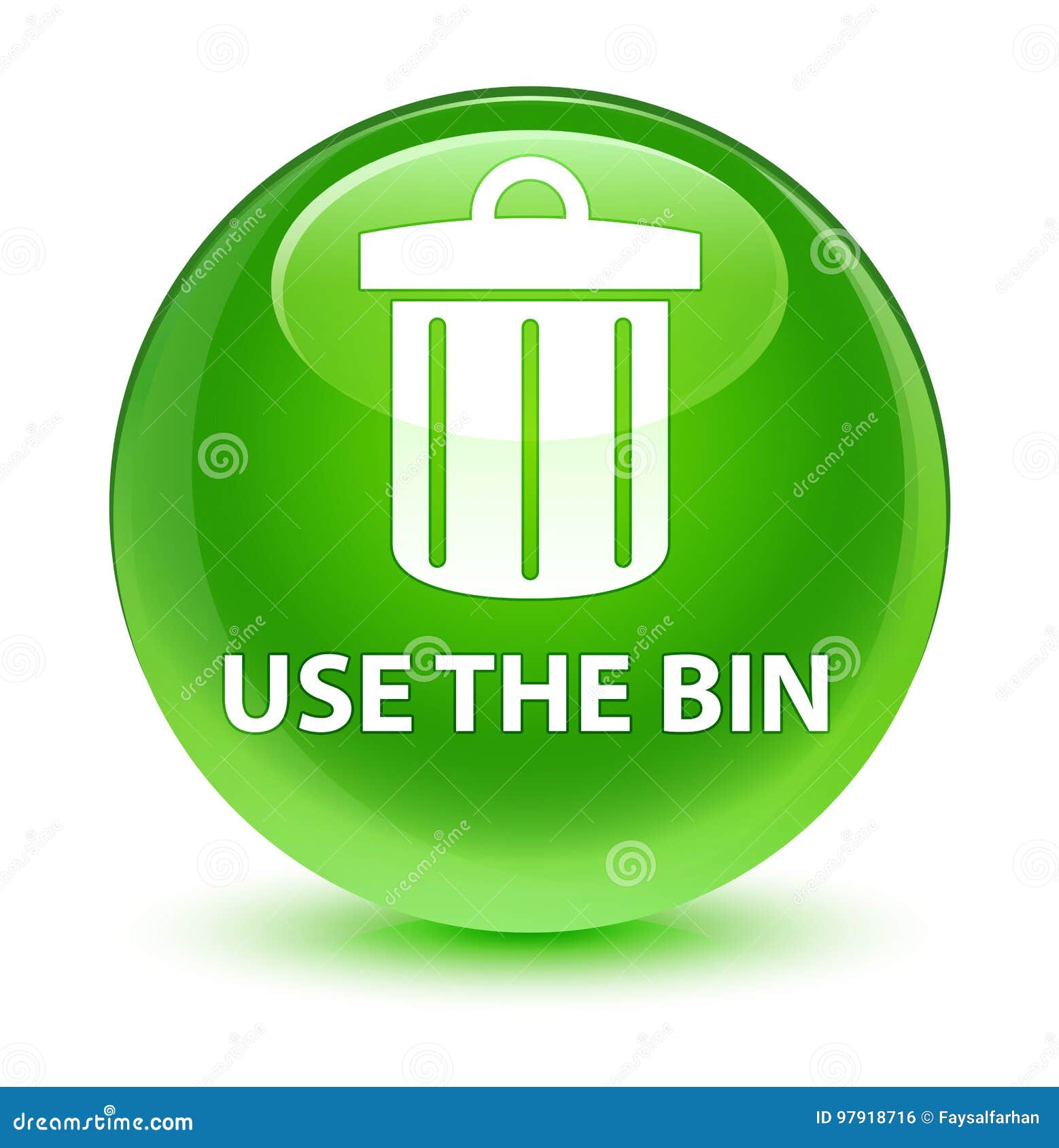Use the Bin (trash Icon) Glassy Green Round Button Stock Illustration ...