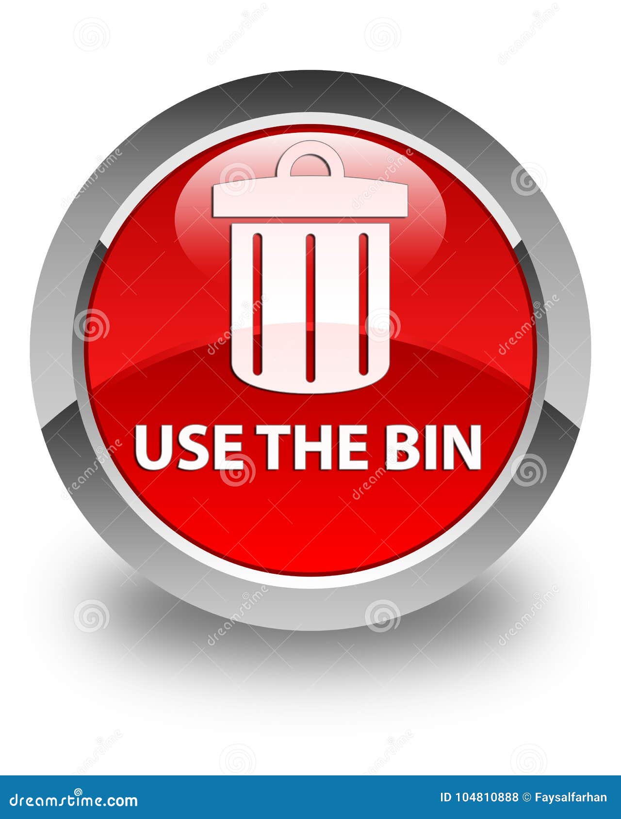 Use the Bin (trash Icon) Glossy Red Round Button Stock Illustration ...