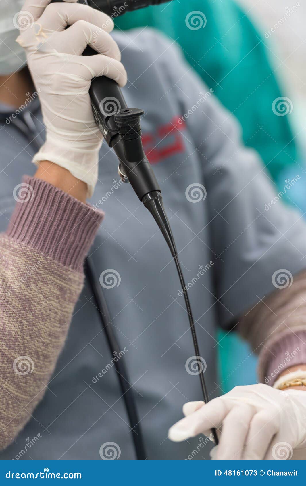 Bronchoscope In The Doctor`s Hand During The Procedure Royalty-Free ...