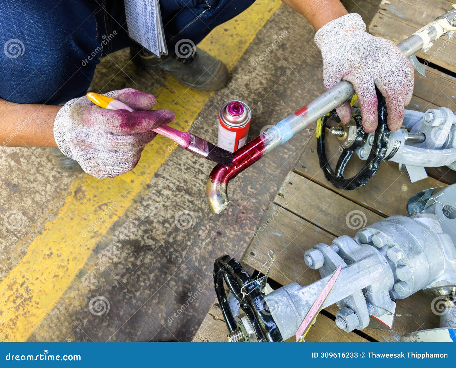 Use a Brush and Apply Liquid Penetrant into the Welding Line of ...