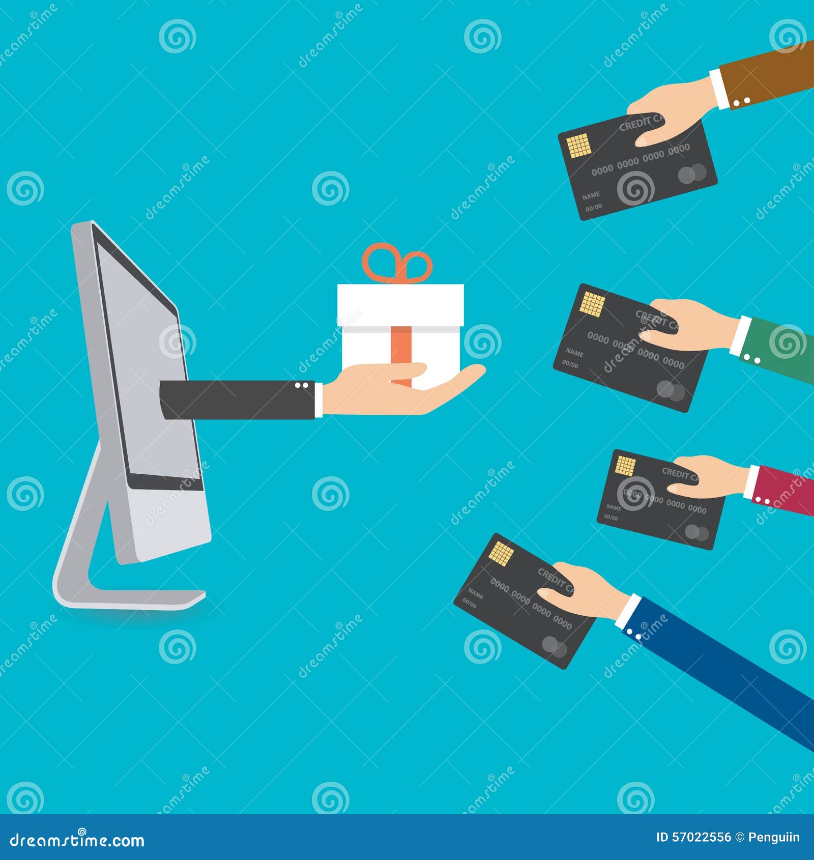 Use Credit Card Exchange To Gift Box Stock Vector - Illustration of ...