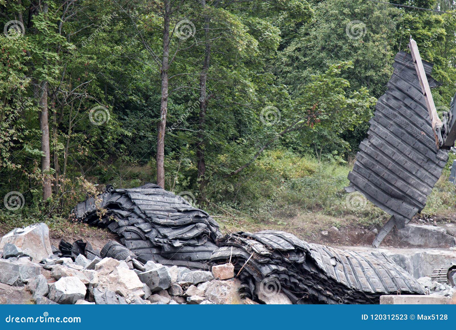 Use of Cut Tires in Road Construction Stock Image - Image of paving ...