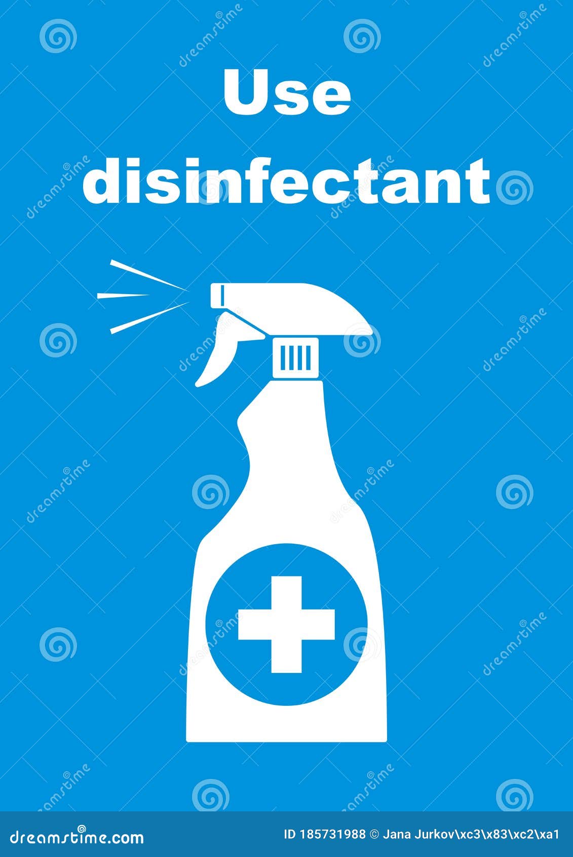 Disinfectant Spray Bottle With Stop Pandemic Virus Sign Line Drawing ...