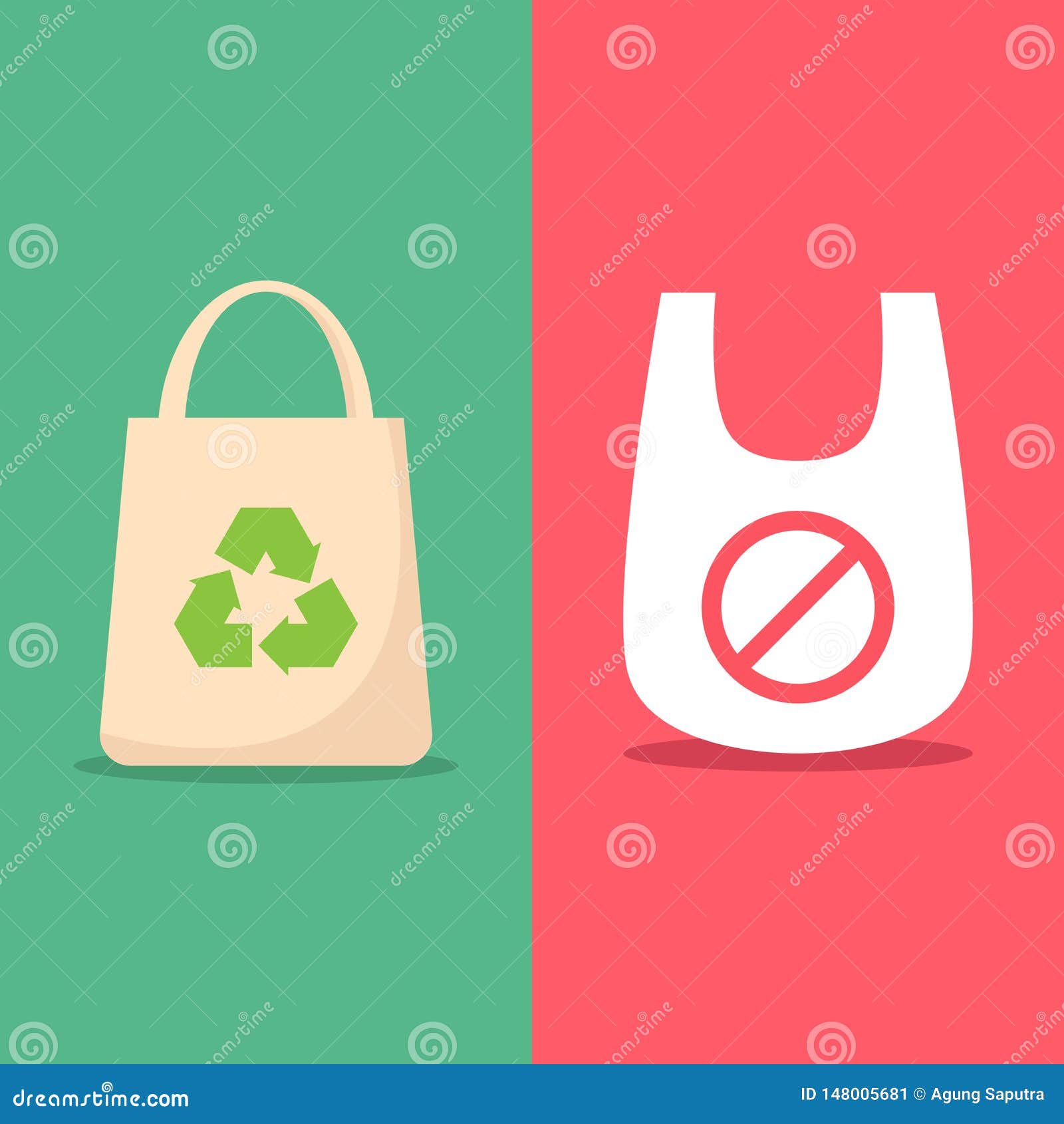 Use Environmentally Friendly Bag and Stop Using Plastic Bag Vector ...