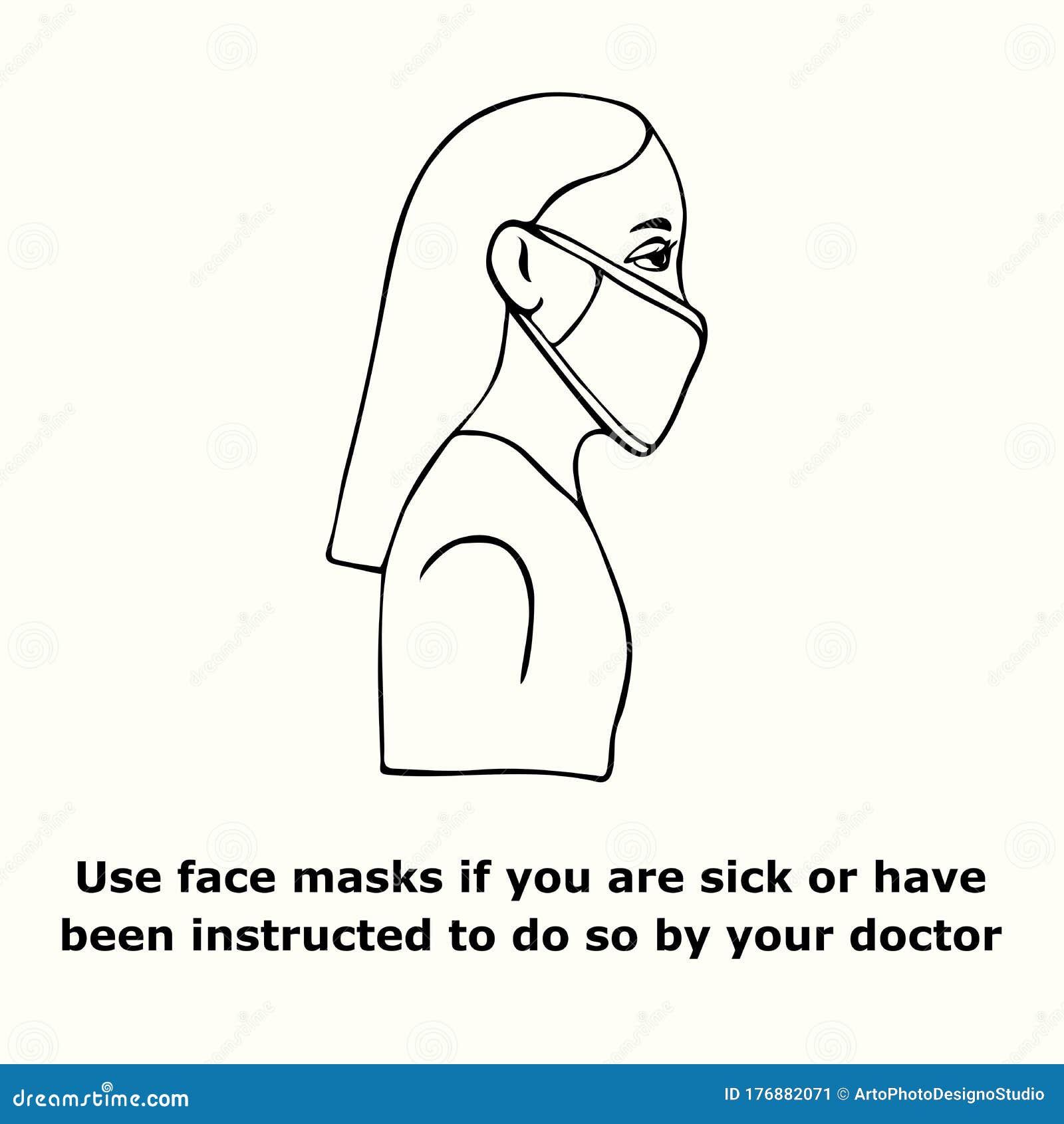 Use Face Mask If You are Sick, Outline Simple Doodle Stock Vector ...