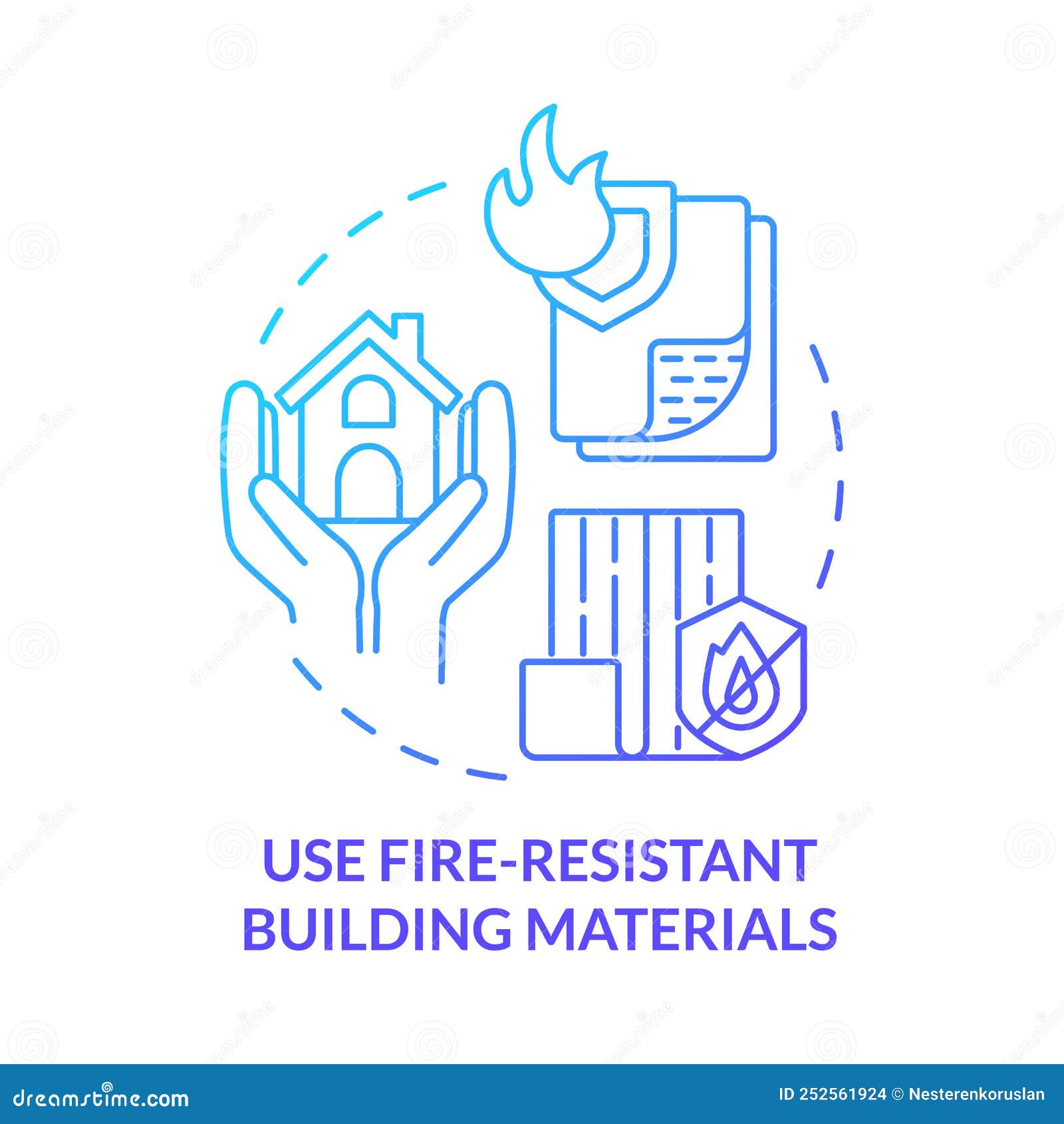 Use Fire-resistant Building Materials Blue Gradient Concept Icon Stock ...