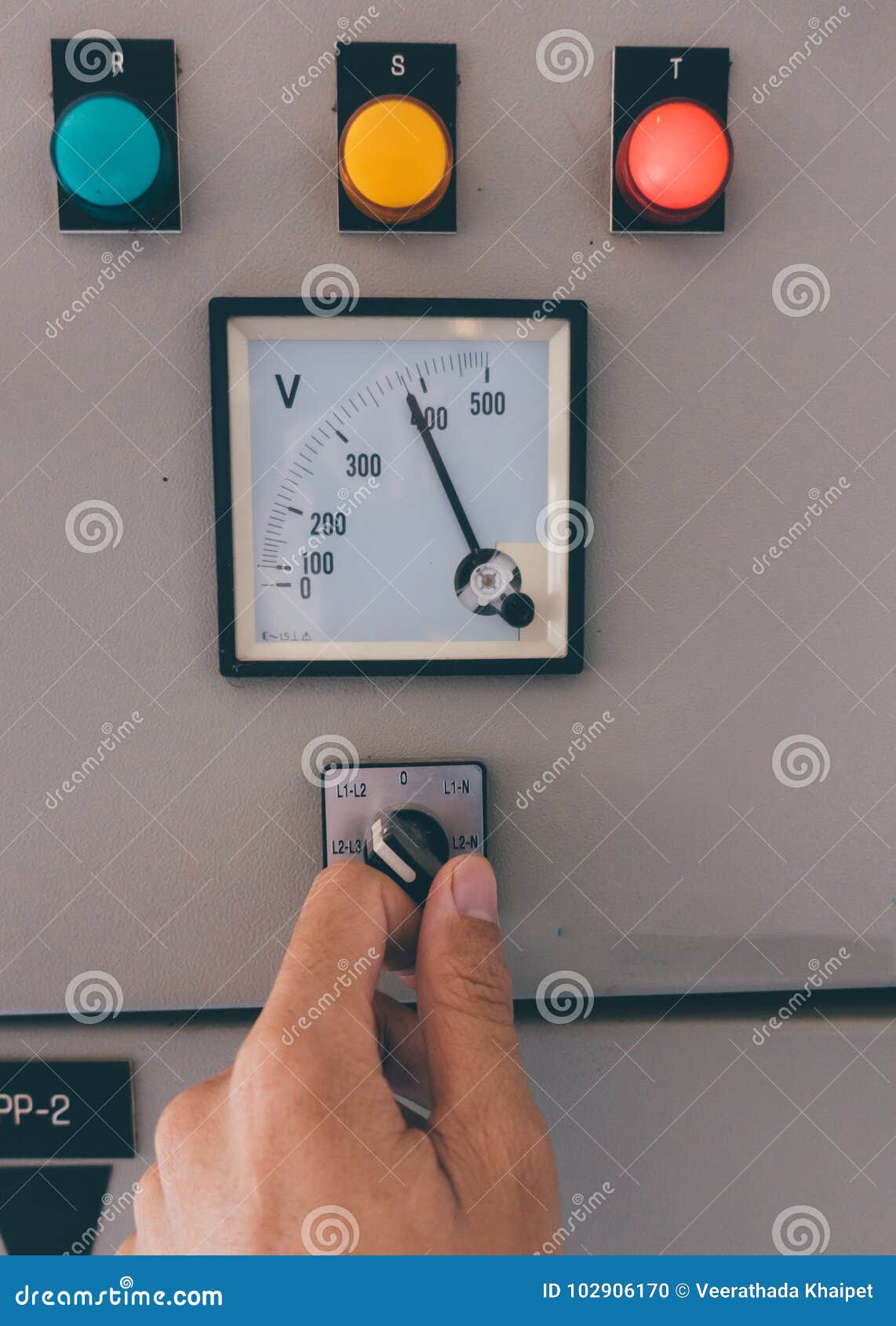Use Hand is Adjust Switch on Electrical Control Cabinet Stock Photo ...