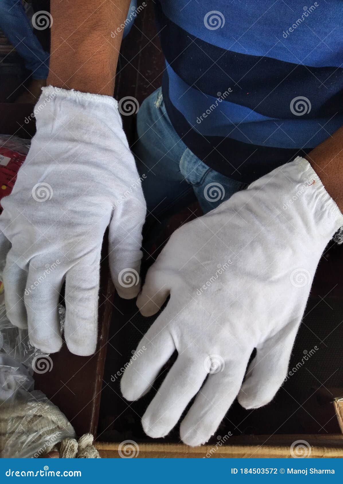 Use Hand gloub during work stock photo. Image of office - 184503572