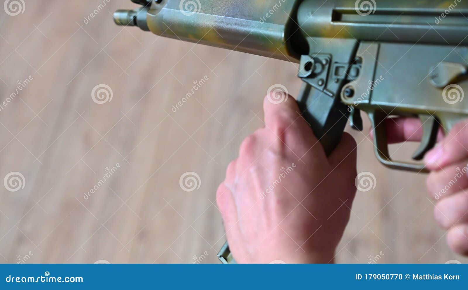 Use of the Loading Lever of a Submachine Gun Slow Motion Stock Footage ...