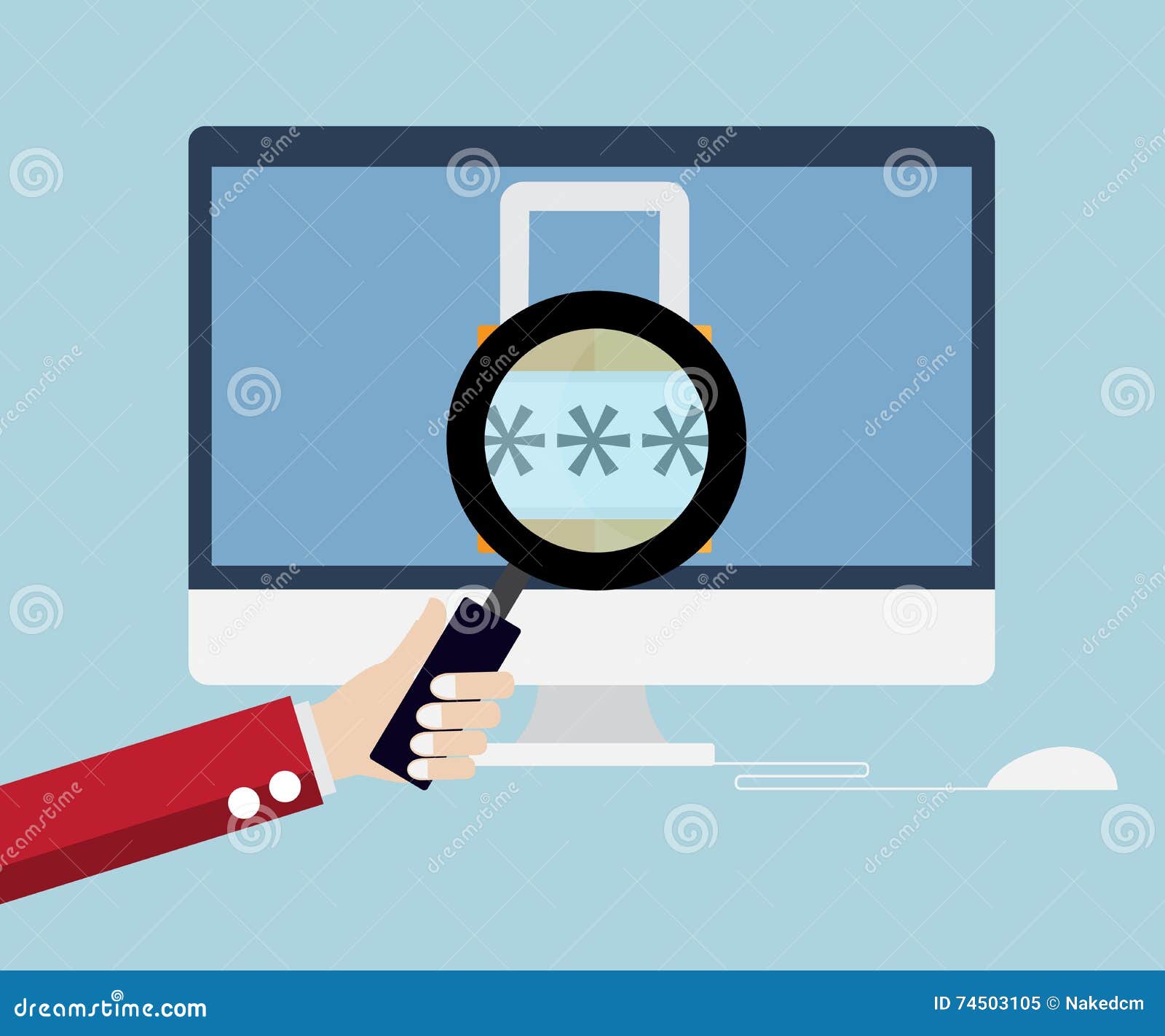 Use Magnifier Glass Searching Password from Locked Computer Stock ...