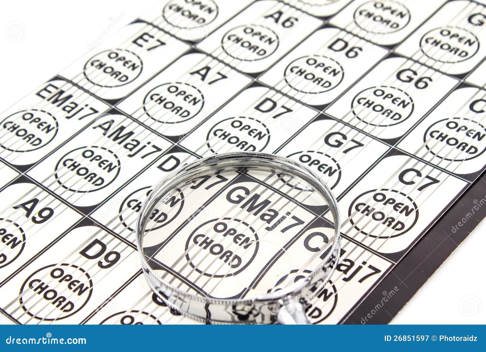 Use Magnifying Glass Music Sheets of Guitar . Stock Image - Image of ...
