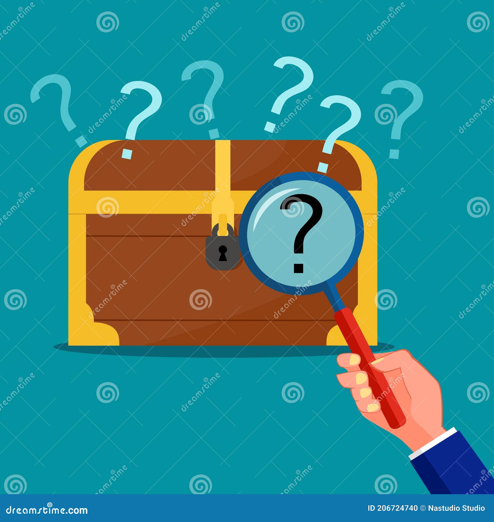 Use a Magnifying Glass To Look at the Treasure Chest. Solving Puzzles ...