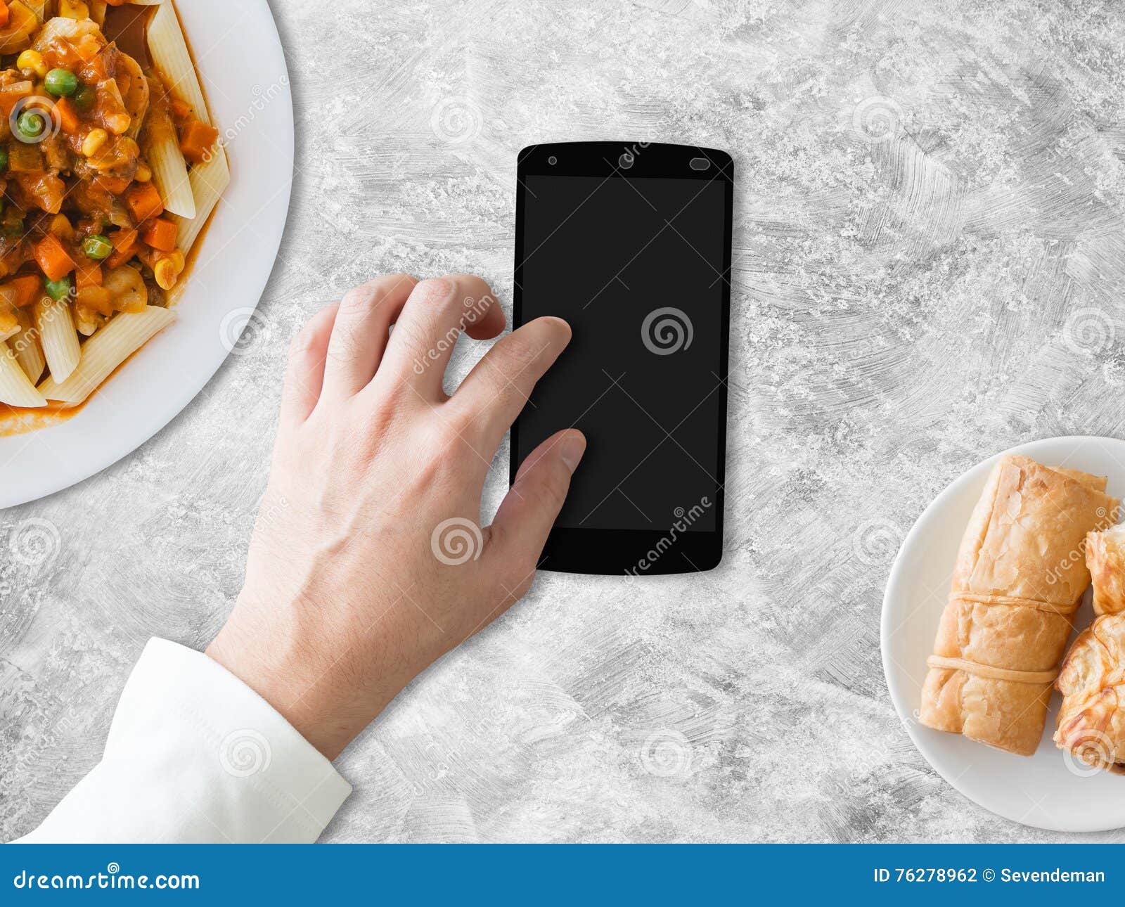 Use phone when eat. stock photo. Image of busy, smart - 76278962
