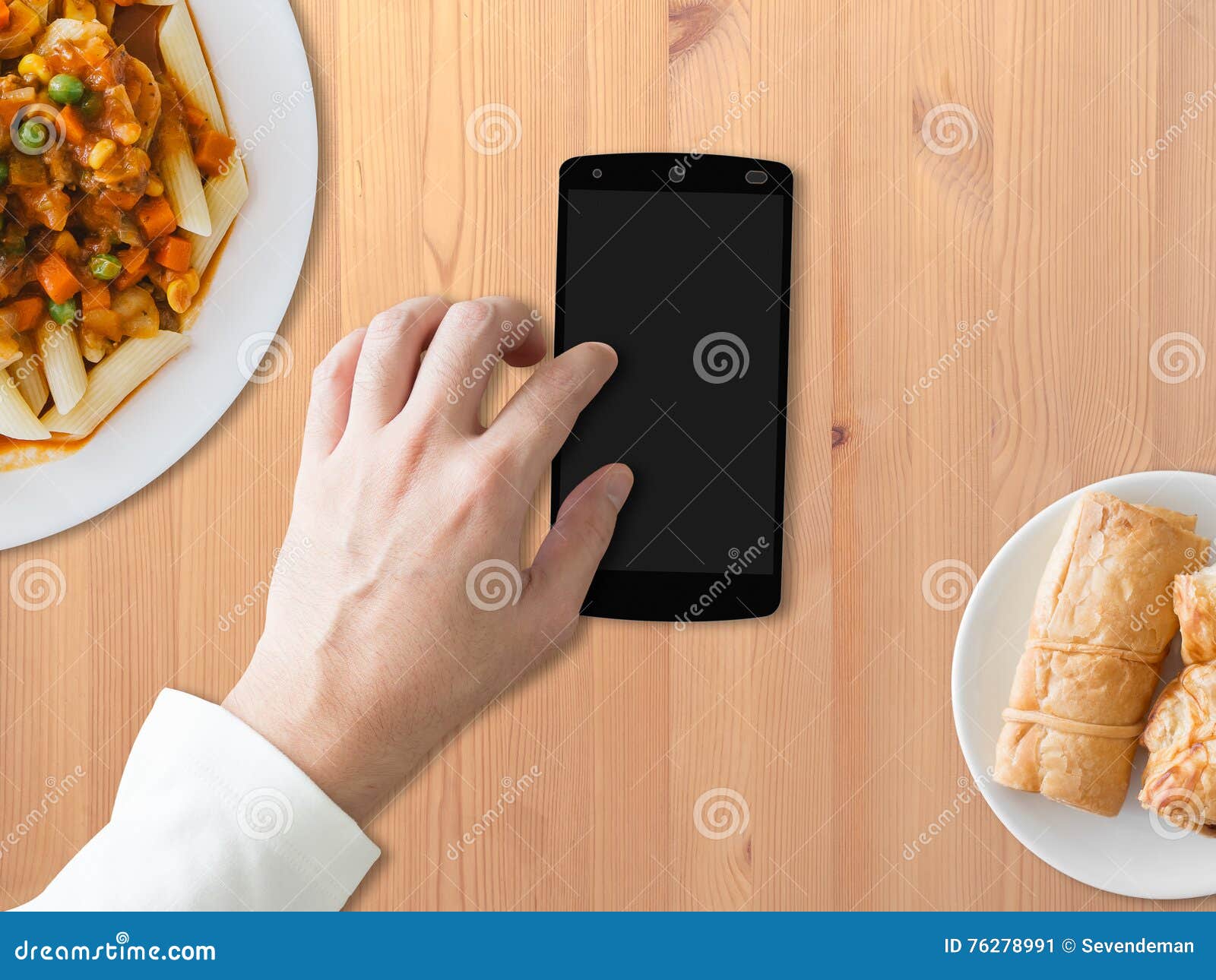 Use phone when eat. stock image. Image of meal, smart - 76278991