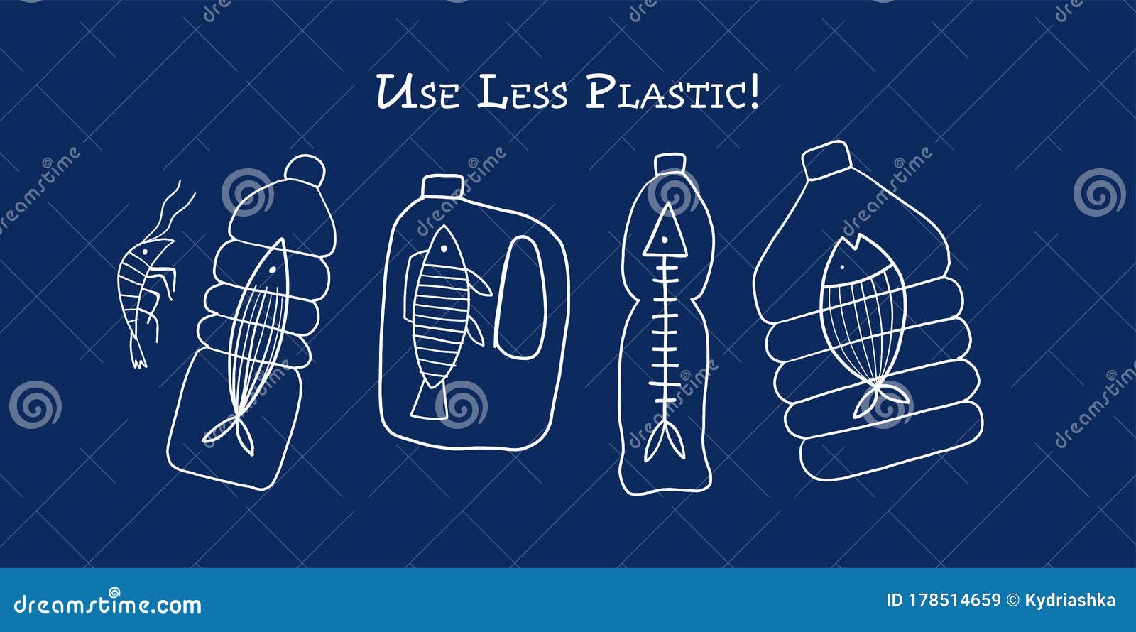 Use less Plastic, Concept Art. Fishes in the Bottles Stock Vector ...