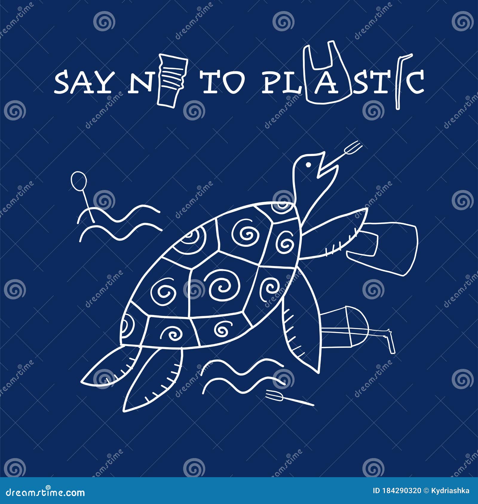 Use less Plastic Concept Illustration. Octopus with Plastic Trash Stock ...