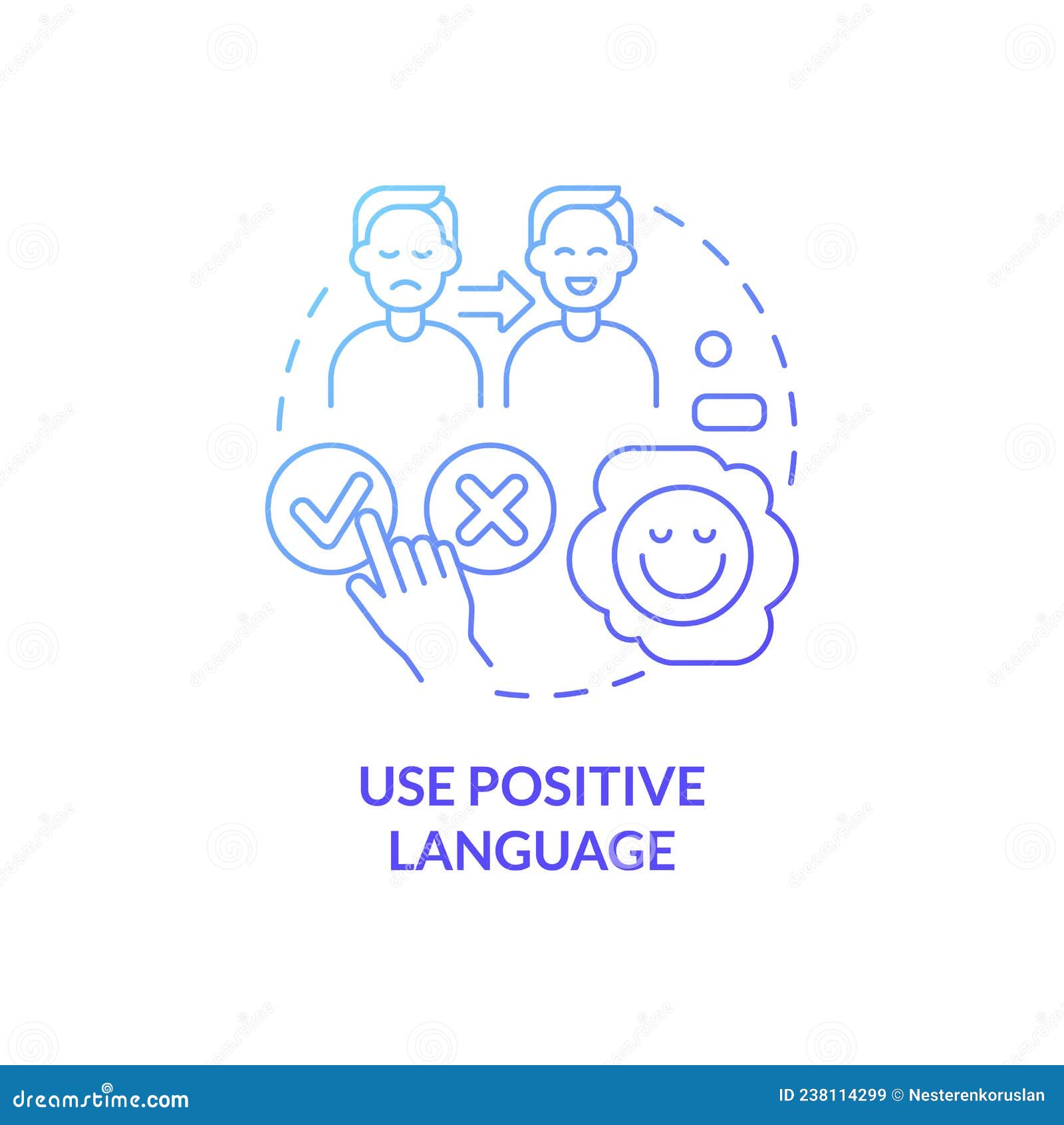Use Positive Language Blue Gradient Concept Icon Stock Vector ...