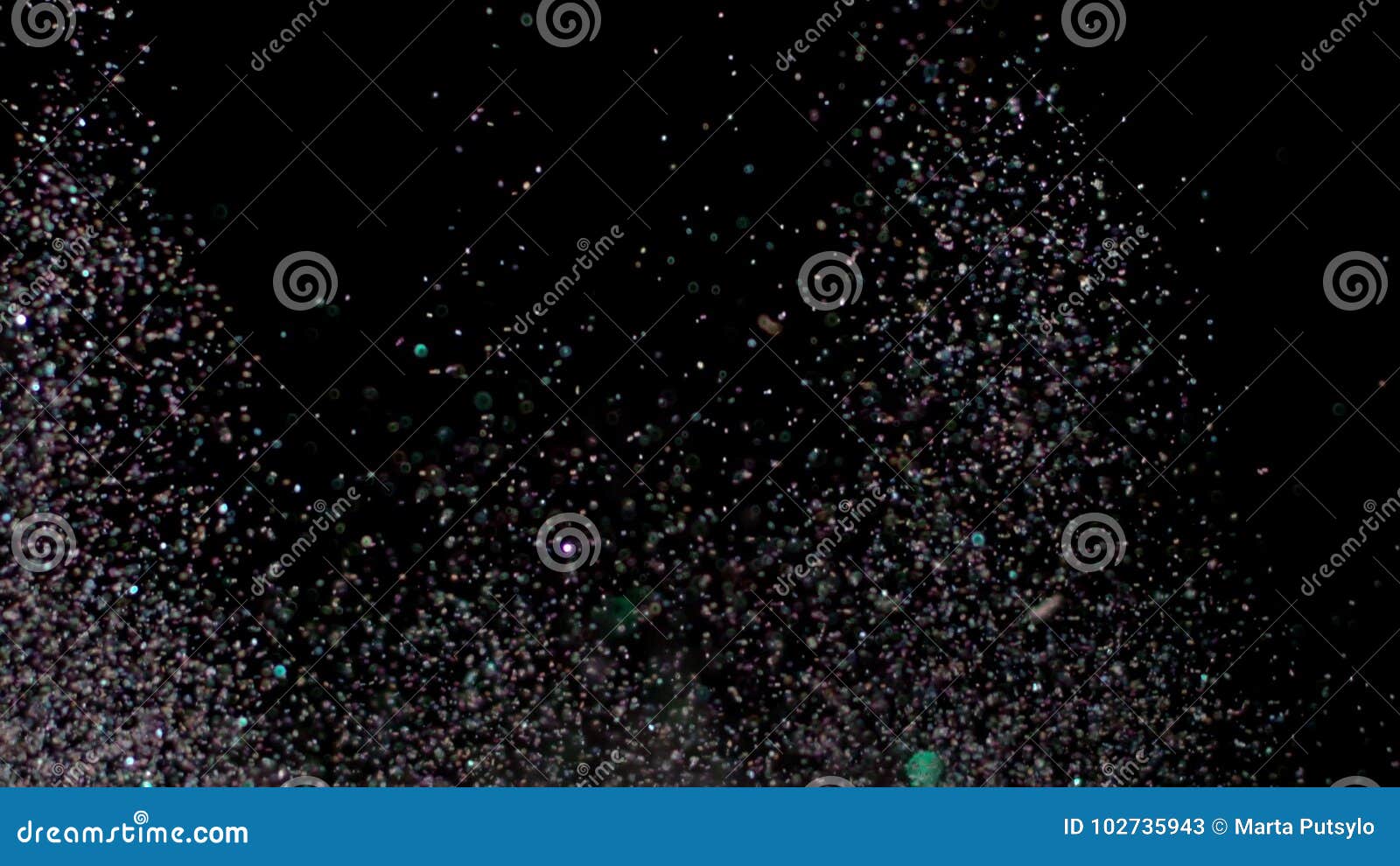 Realistic Glitter Exploding on Black Background. Stock Image - Image of ...