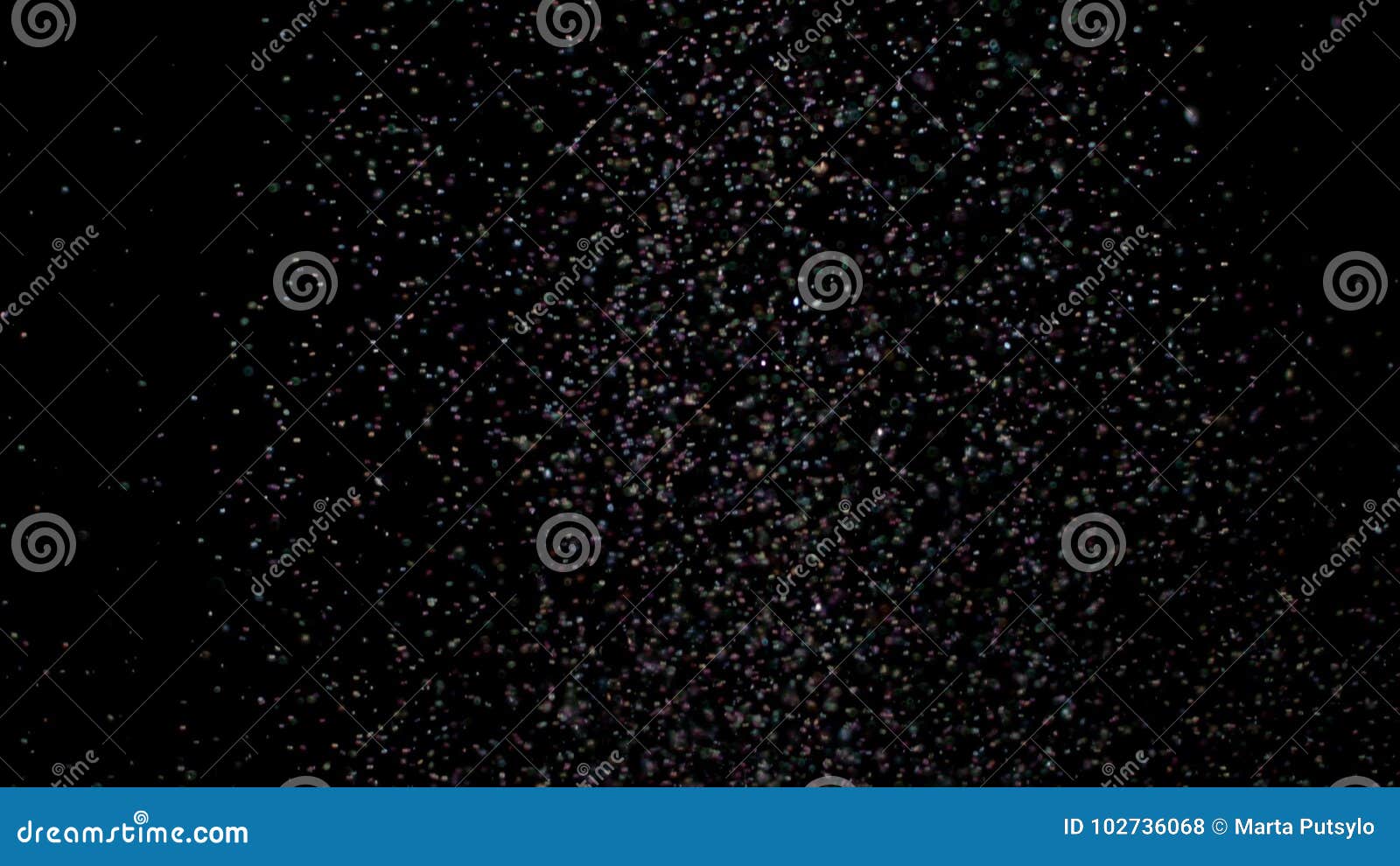 Realistic Glitter Exploding On Black Background. Stock Photo ...