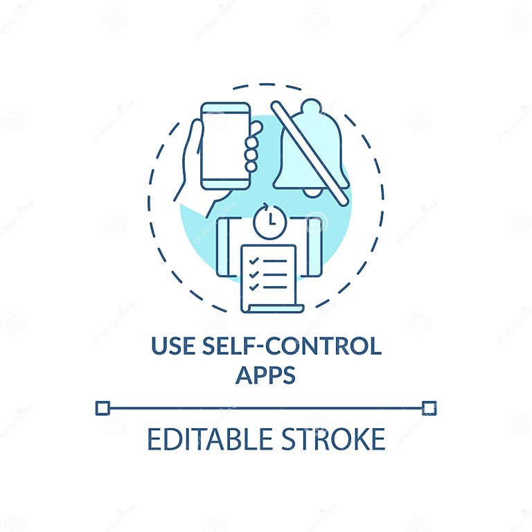 Use Self Control Apps Blue Concept Icon Stock Vector - Illustration of ...