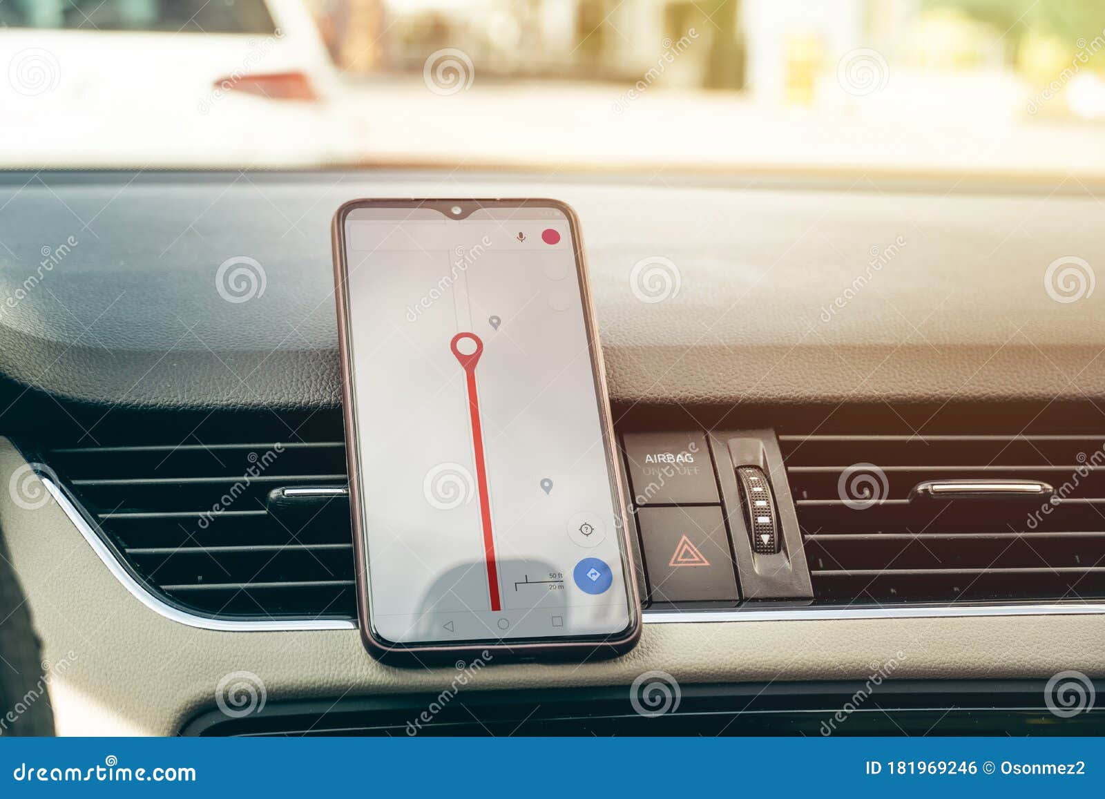 Use of Smart Phone Navigation in the Vehicle Stock Photo - Image of ...