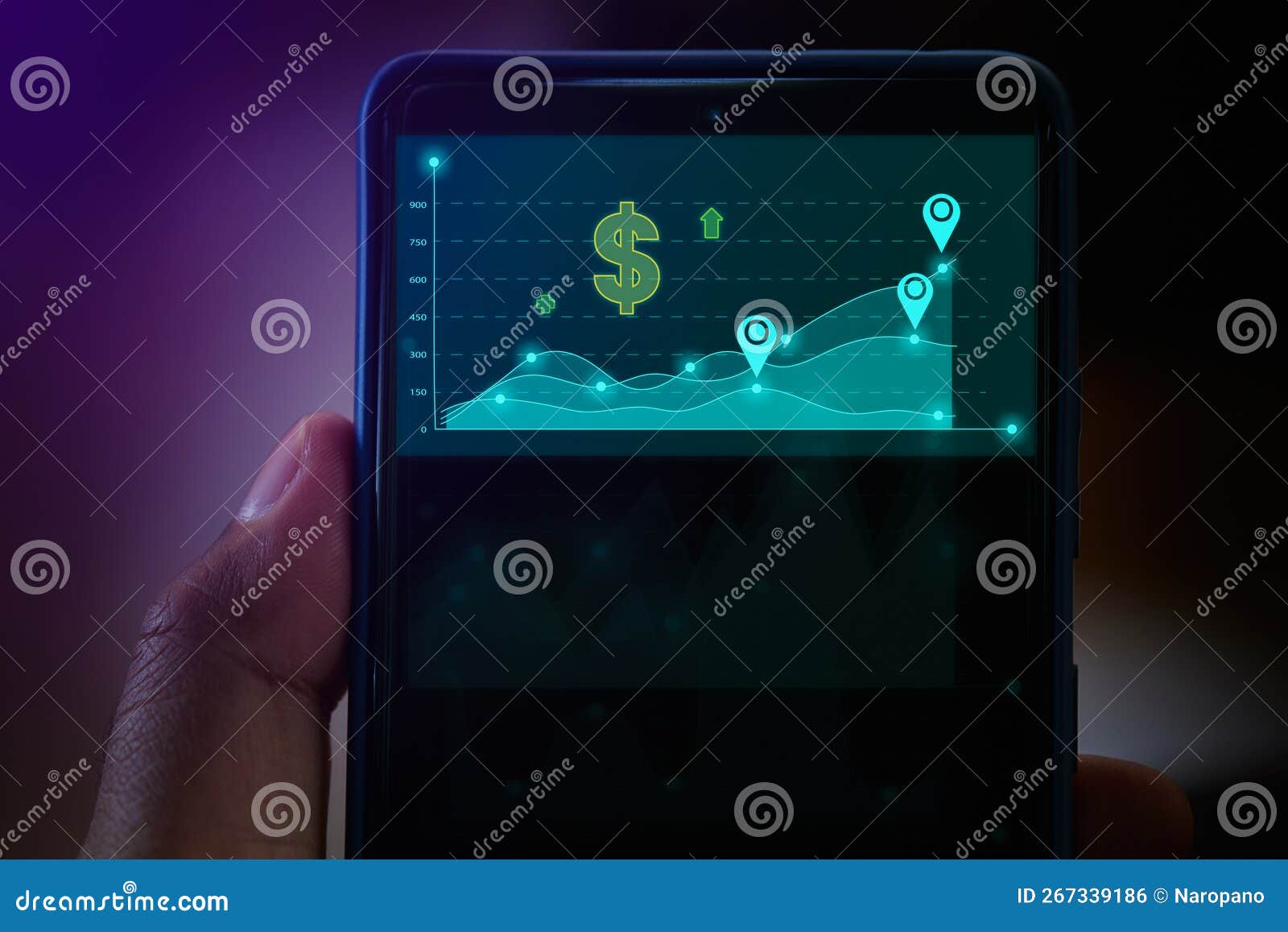 Use a Smartphone To View the Currency Chart Stock Photo - Image of risk ...