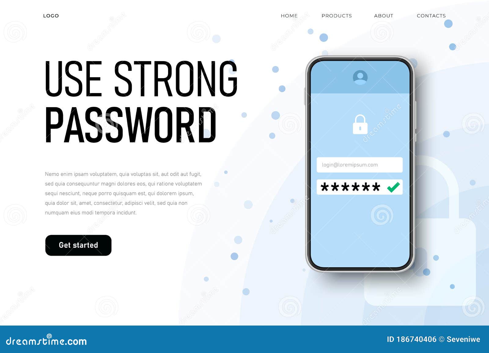 Use Strong Password Reminder with Realistic Phone and Password Icon ...
