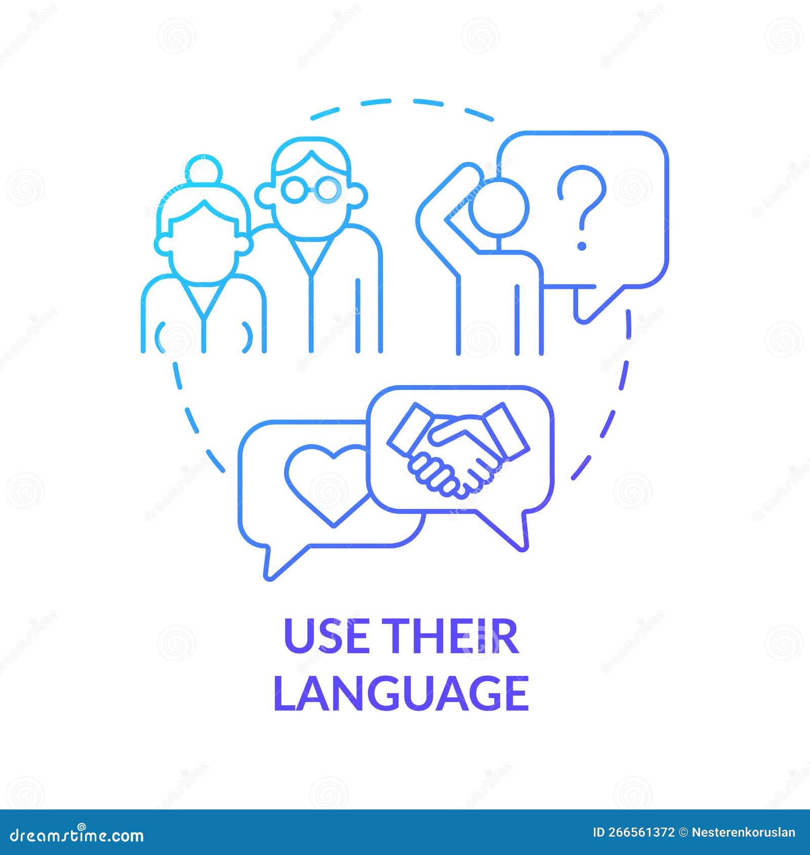 Use Their Language Blue Gradient Concept Icon Stock Vector ...
