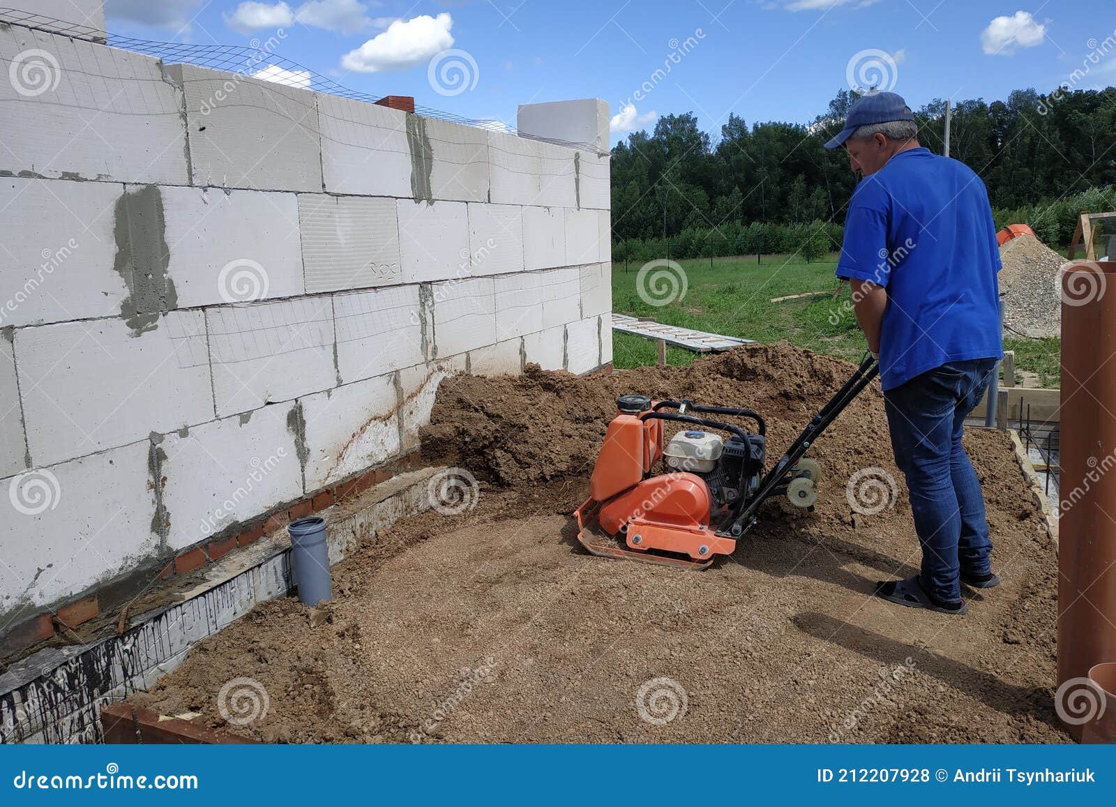Use of a Vibrating Plate on Construction, Heavy Construction Tools and ...