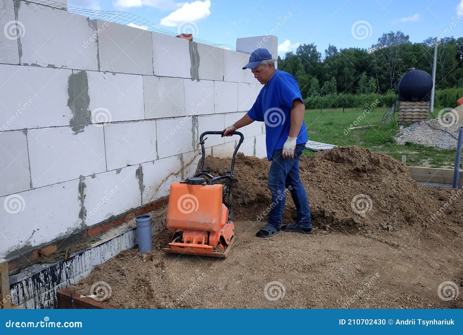Use of a Vibrating Plate on Construction, Heavy Construction Tools and ...