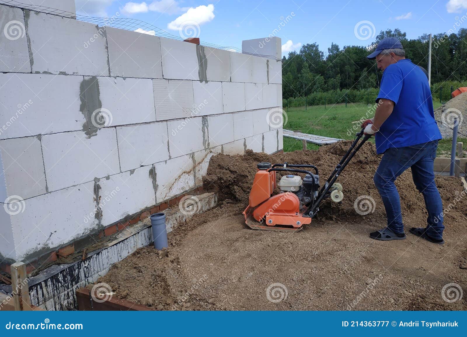 Use of a Vibrating Plate on Construction, Heavy Construction Tools and ...