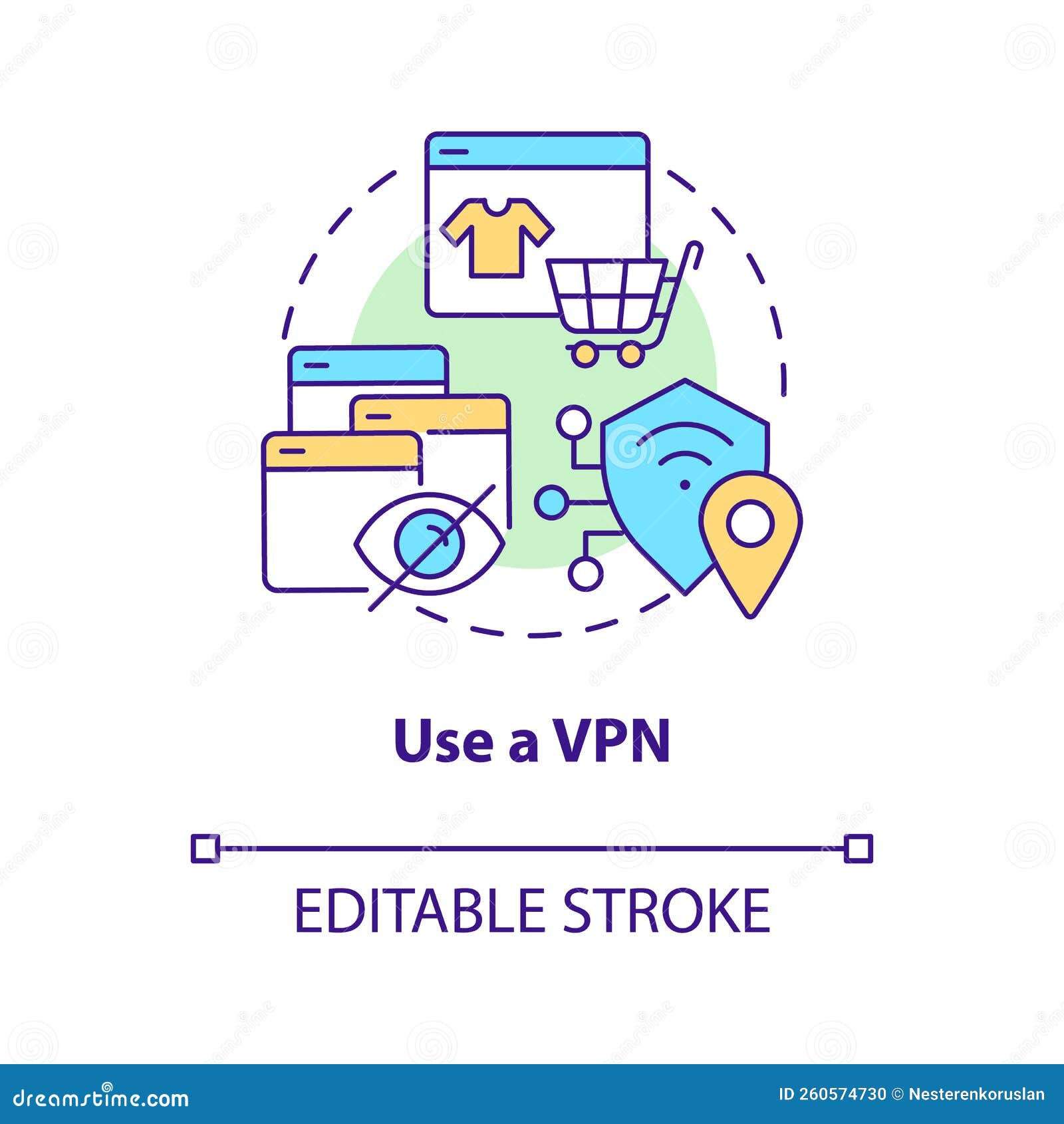 Use VPN concept icon stock vector. Illustration of editable - 260574730