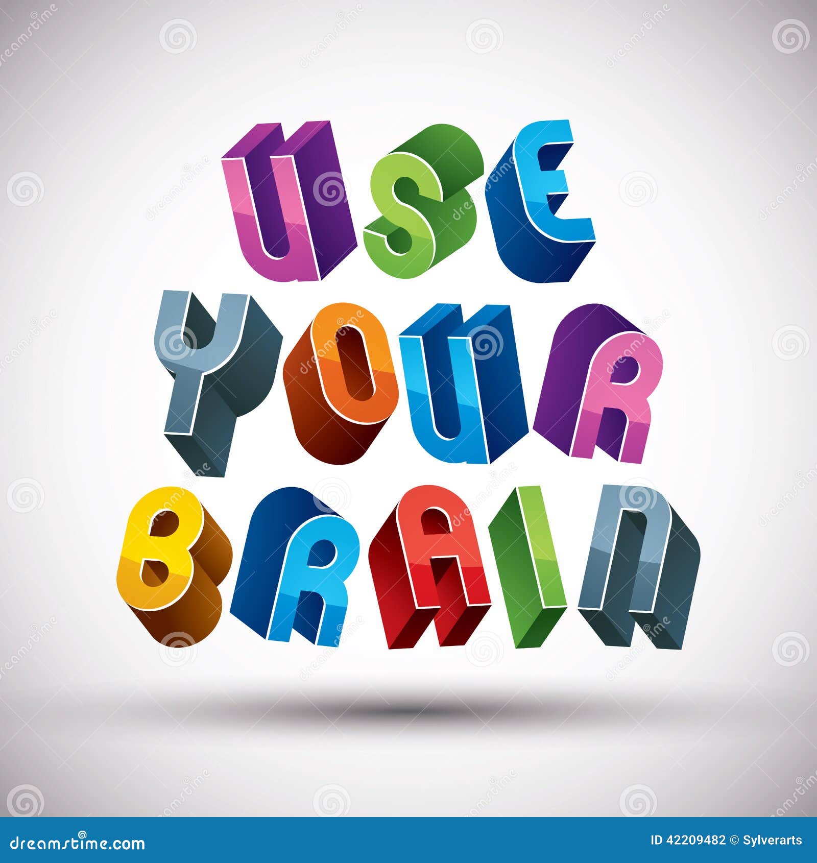 Use Your Brain Phrase Made with 3d Retro Style Geometric Letters Stock ...